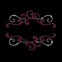 Embellish Swirls Design E2 Sparkly Flourish Bling Iron On Clear Crystal