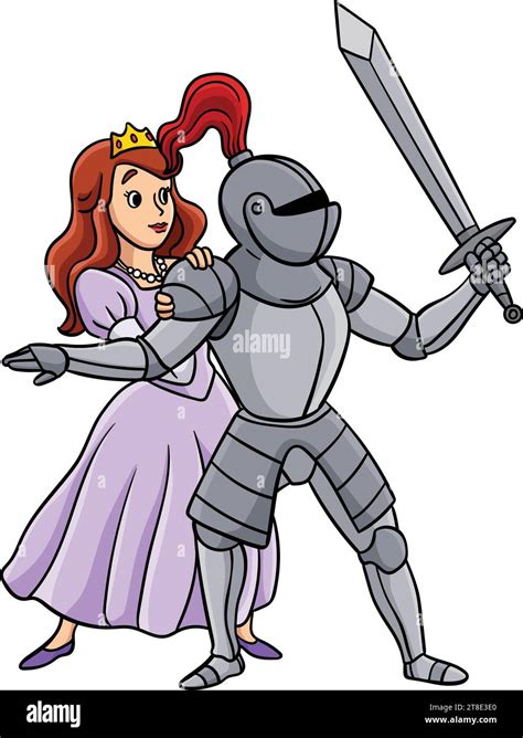 Knight Protecting The Princess Cartoon Clipart Stock Vector Image And Art