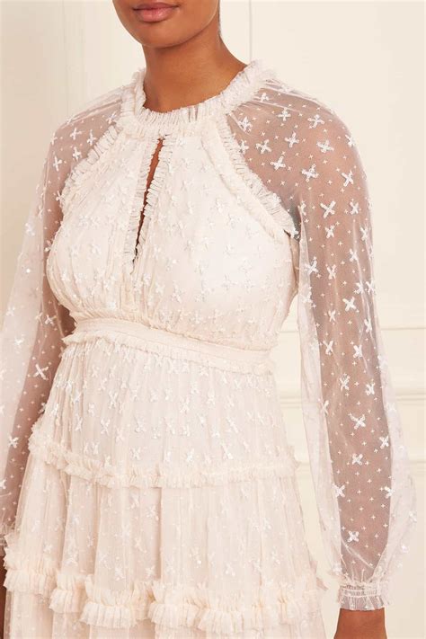 Sequin Kisses Ankle Gown Champagne Needle And Thread