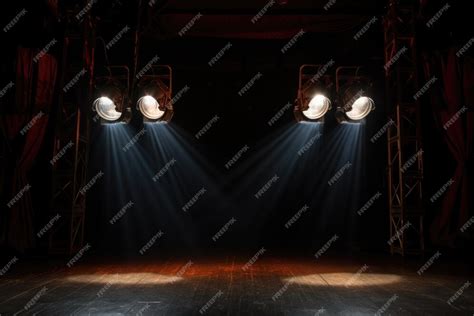 Premium Ai Image A Pair Of Professional Spotlight On A Theatre Stage