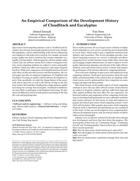 Pdf An Empirical Comparison Of The Development History Of Cloudstack And Eucalyptus