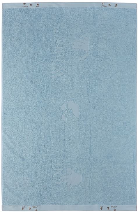 Off White Blue Swimming Logo Shower Towel Off White