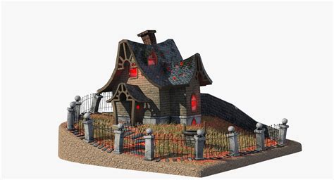 울타리가 있는 만화 집 3d 모델 11 Max Obj Fbx 3ds Free3d