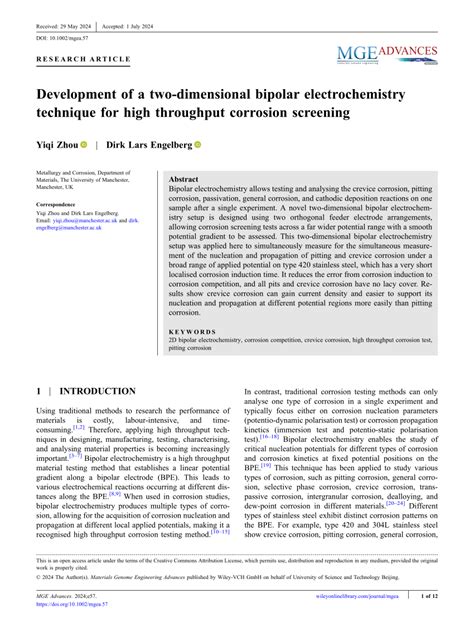Pdf Development Of A Two‐dimensional Bipolar Electrochemistry Technique For High Throughput
