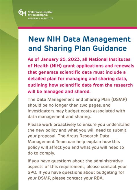 Nih Data Management And Sharing Plan Template