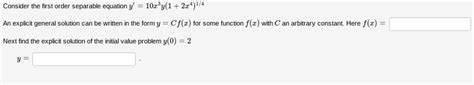 Solved Consider The First Order Separable Equation Y
