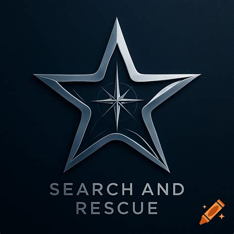 Shiny Metallic Silver Star Logo With A Compass Rose In The Center