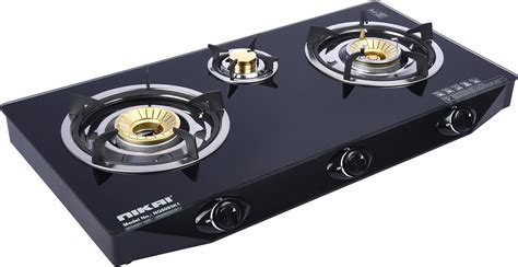 Nikai 3 Burner Glass Top Gas Cooker With Auto Ignition System Model No