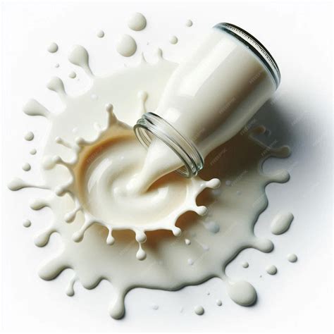 Spilled Milk Puddle Isolated On White Backgrounds Premium Ai