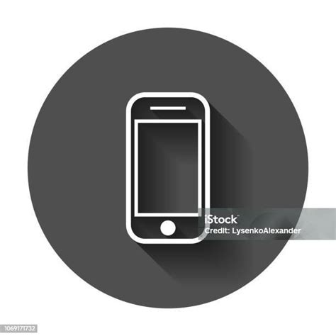 평면 스타일에 스마트폰 아이콘입니다 전화 송수화기 벡터 일러스트 레이 션 긴 그림자 스마트폰 비즈니스 개념입니다 Lcd에 대한 스톡 벡터 아트 및 기타 이미지 Istock