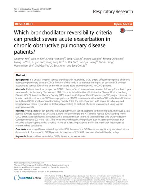 Pdf Which Bronchodilator Reversibility Criteria Can Predict Severe Acute Exacerbation In