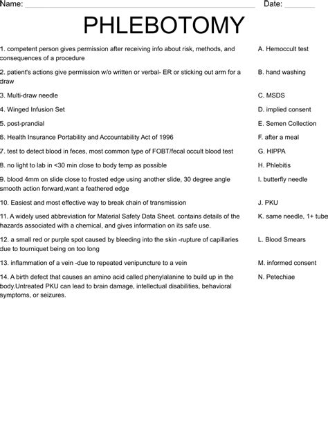 Free Printable Phlebotomy Practice Test Printables