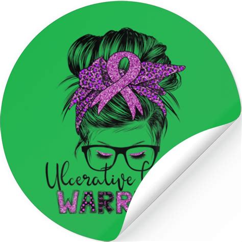 Ulcerative Colitis Warrior Messy Hair Bun For Wome Stickers