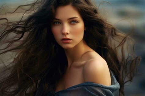 Ai Generated Portrait Of A Beautiful Young Woman With Long Hair On The