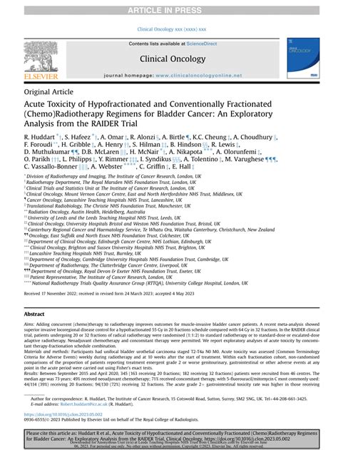 Pdf Acute Toxicity Of Hypofractionated And Conventionally Fractionated Chemoradiotherapy