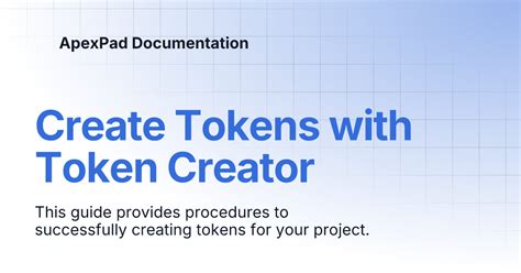 create tokens with token creator apexpad documentation