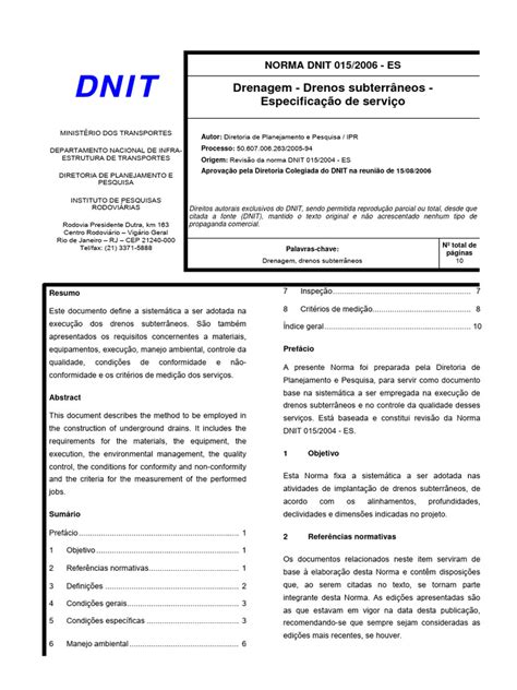 Normadnit0152006esdnitdrenagemdre Pdf Concreto Polietileno