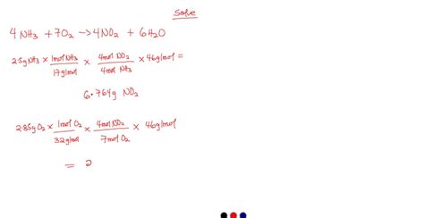 Solved In A Certain Experiment 2 50 G Of Nh3 Reacts With 2 85 G Of Oz To Produce Noz And Hzo