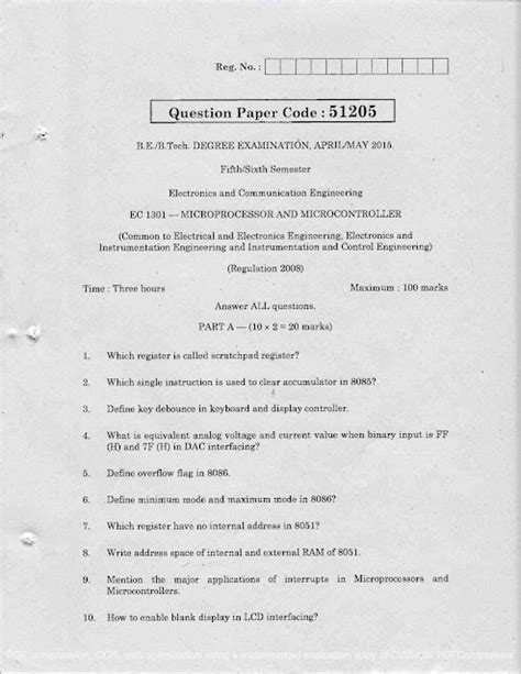 Anna University Ec 1301 Microprocessor And Microcontroller For