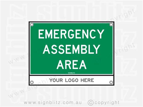 Emergency Assembly Area Sign With Branding Signblitz
