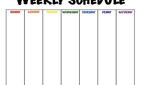 Blank Weekly Schedule Sunday To Saturday Printable Printable Free
