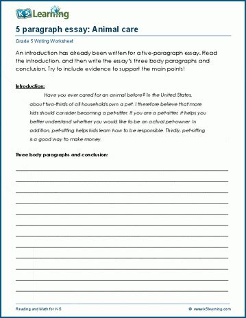 Five Paragraph Essays K5 Learning