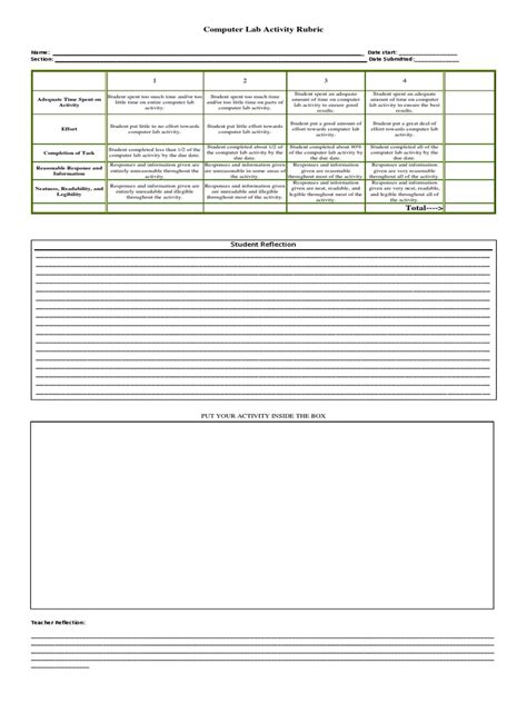 Computer Lab Activity Rubric Pdf Business Computing And