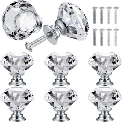 8 Pcs Crystal Cabinet Knobsdecorative Diamond Crystal Glass Dresser