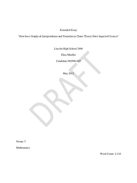Extended Essay Draft 1 Pdf Chaos Theory Dynamical System