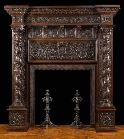 Carved Wood Fireplace In Renaissance Manner Fireplace Oak Fireplace