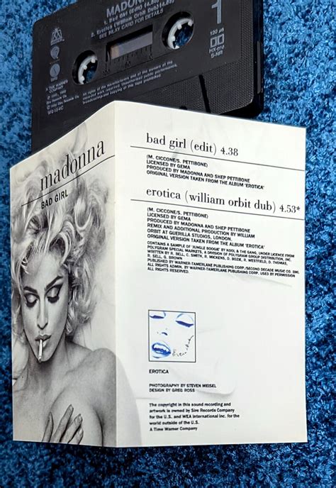Madonna Bad Girl Erotica Cassette Maxi Single Black Shell Tape Uk