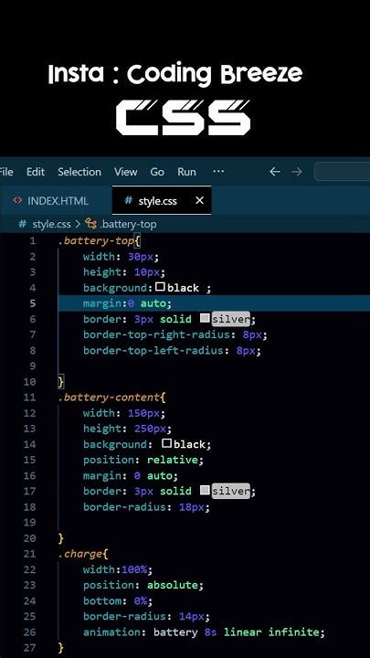 Battery Charging Animation Using Html And Css 💻😎 Codinglife Codingtips