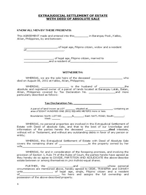 Extra Judicial Partition With Sale Pdf Deed Notary Public