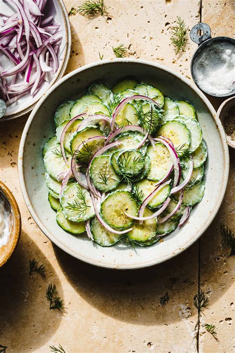 No Mayo Creamy Cucumber Salad Kalejunkie