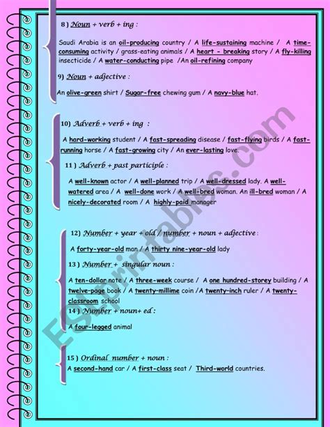 Compound Adjectives Esl Worksheet By Linda Loulou