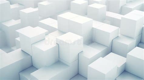 Abstract White Cubes Background 3d Render Illustration Square Image Generative Ai Stock