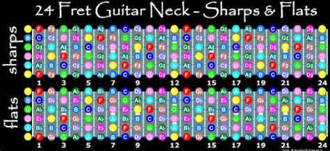 Notes On 24 Fret Guitar Neck Sharps And Flats Etsy