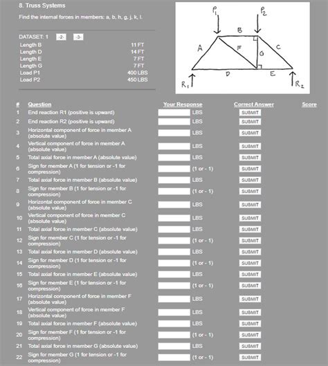 [solved] 8 Truss Systems Find The Internal Forces In Members A B H Course Hero