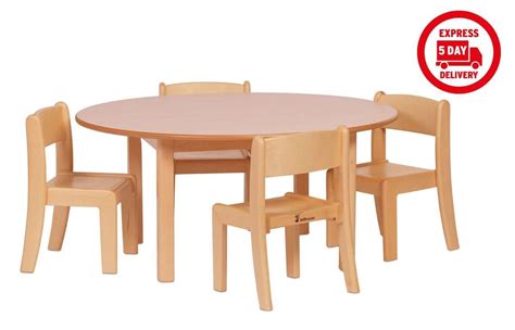 Medium Circular Table 900mm Diameter 4 Beech Stacking Chairs