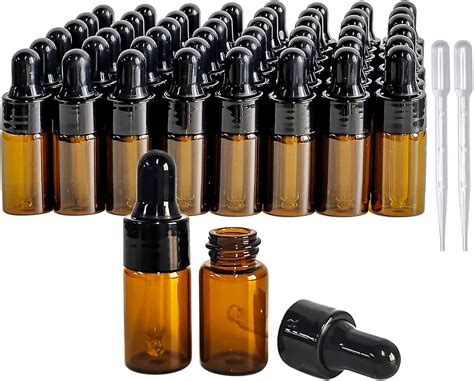 Pyawi 50pcs Amber Glass Mini Dropper Bottle 13ml Amber