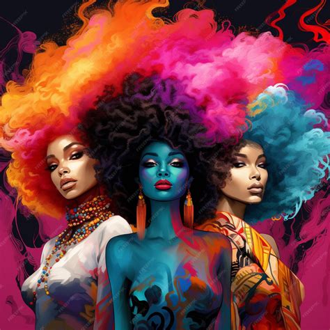 Premium Ai Image Urban Pop Art Of 3 Beautiful Black Women With Lar Ai