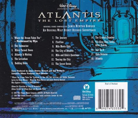 Atlantis The Lost Empire Soundtrack James Newton Howard Cd Album