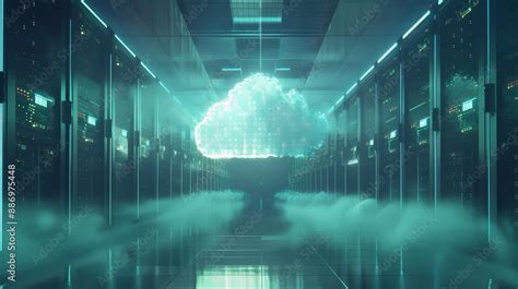 Server Room Data Cloud Data Mining Illustration Data Stream Fog Computing Emerging