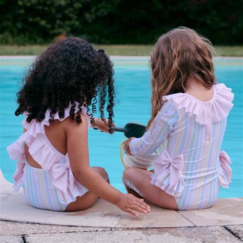 Meia Pata Girls Stripes Colour Jamaica Long Sleeve Swimsuit Multi