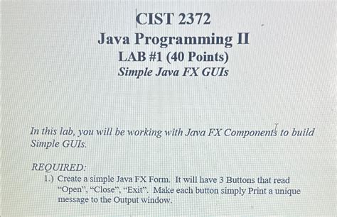 solved cist 2372java programming ii lab 1 40 ﻿points