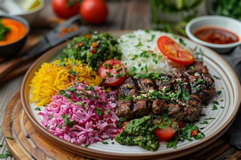Iskender Kebab With Rice And Vegetables Premium Ai Generated Image