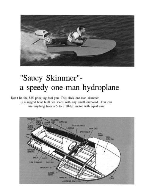 Saucy Skimmer Aka Saucy Shingle Hydroplane Boat Plans Hull