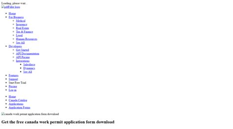 Canada Work Permit Application 2005 Form Canada