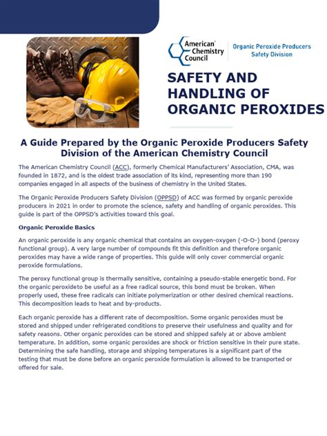 Safety And Handling Of Organic Peroxides Pdf Chemistry Materials