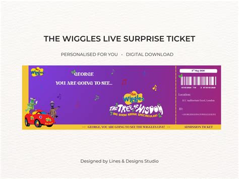 Personalised Wiggles Live Show Ticket Surprise Event Reveal